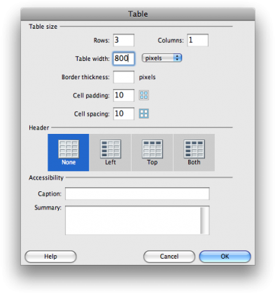 Download Dw Table Dialog - Table Cell - Full Size PNG Image - PNGkit