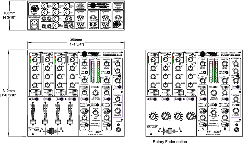Download Ff4000 Dj Mixer Technical Drawing - Formula Sound Ff-4000 L ...