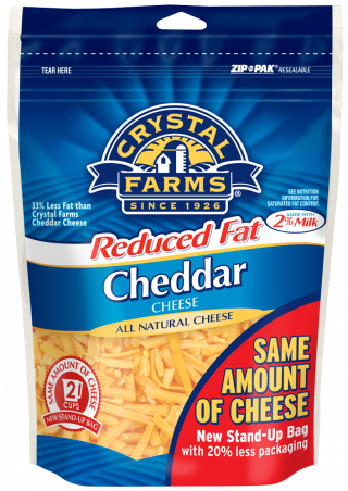 Download Crystal Farms Reduced Fat Shredded Cheddar Cheese - Crystal ...