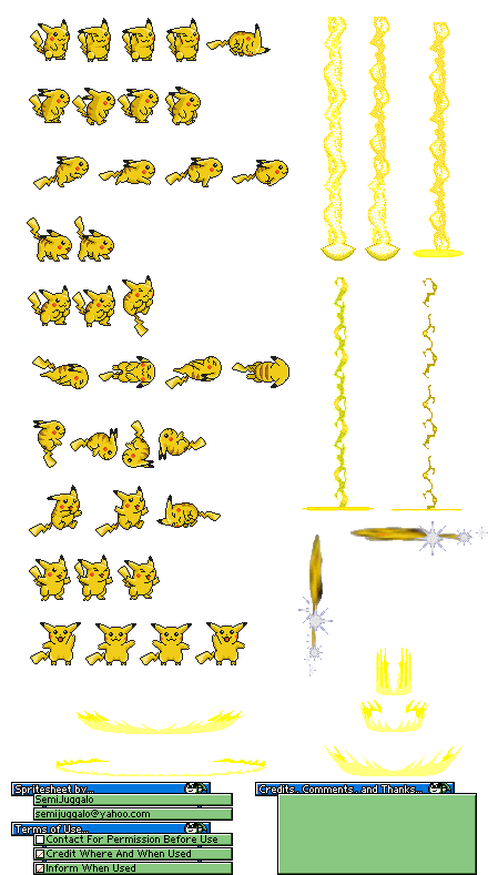 Download Pikachu Db Sprites - Pikachu Sprite Sheet - Full Size PNG ...