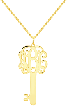 Download Key Monogram Necklace Gold Plated Silver - Locket - Full Size ...