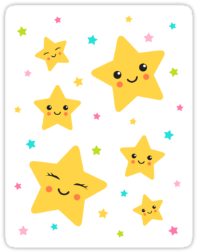 Download Transparent Cute Sticker With Happy, Cartoon Stars - Stars ...