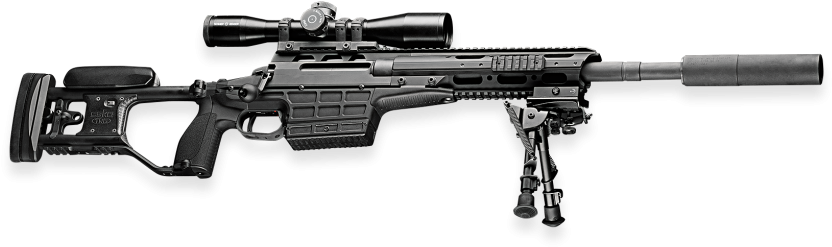 Download Shown With Rifle Scope, Folding Rear Stock, Bipod And - Sako ...