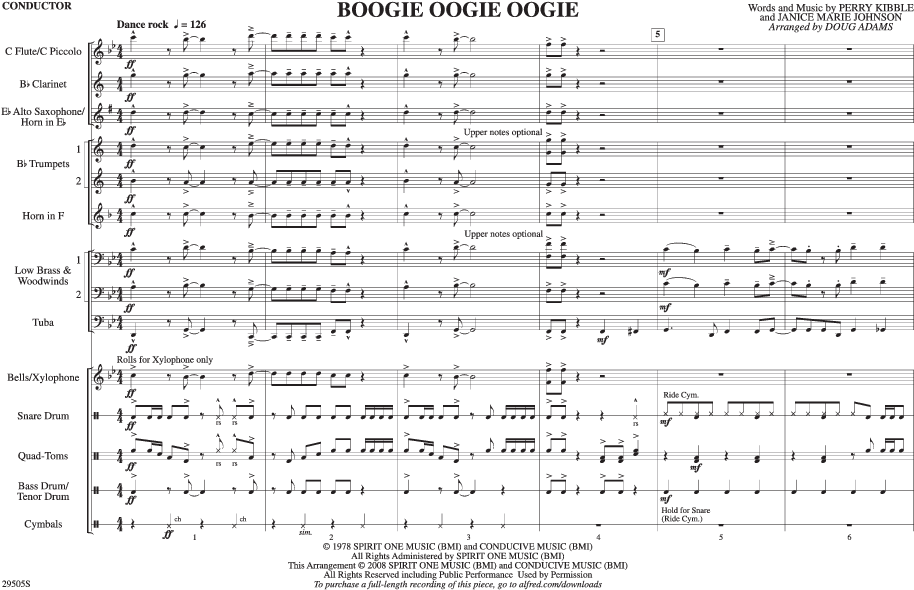 Download Boogie Oogie Oogie Thumbnail - Sheet Music - Full Size PNG ...