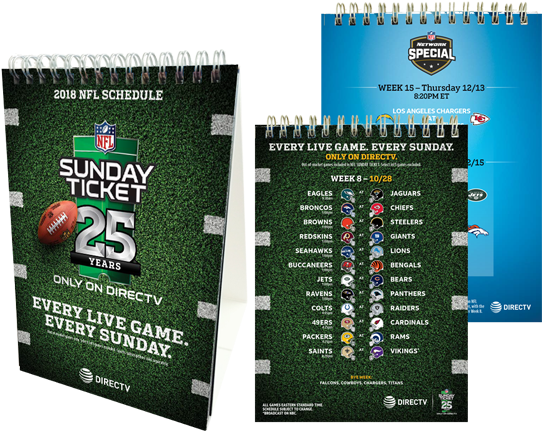 Download Nfl Sunday Ticket Schedule 2018 - Full Size PNG Image - PNGkit