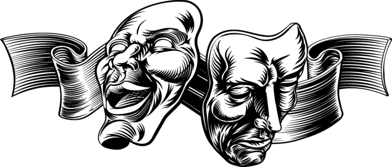 Download Transparent Comedy Tragedy Masks Png - Happy Sad Masks - PNGkit