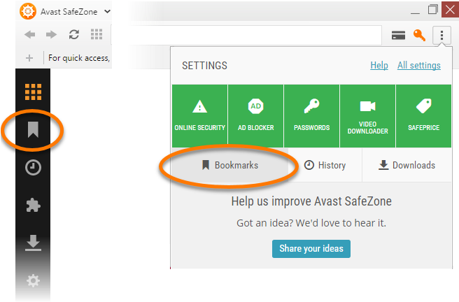 Download Click The Bookmark Icon On The Left Panel Or Click - Avast Ad ...