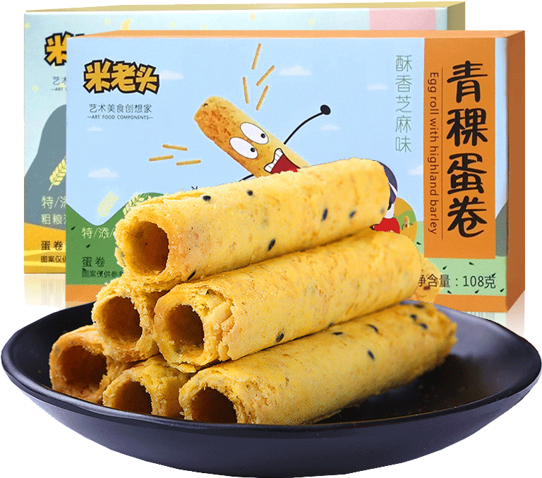 Download 米老头青稞蛋卷108g*2 Box Breakfast Egg Roll Snacks Handmade - Biscuit Roll - Full Size PNG ...