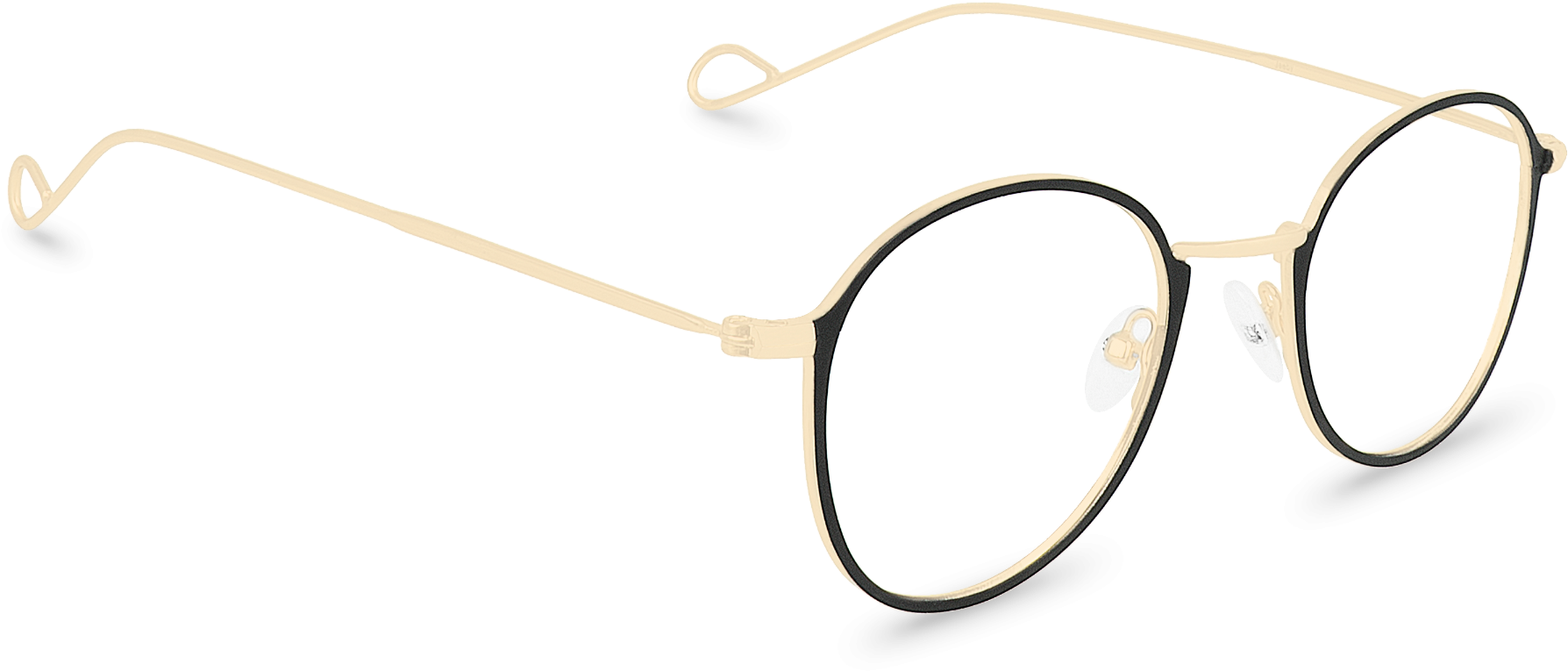 Download Corner View Of Jeeby Gold Oval Glasses Made From Black ...