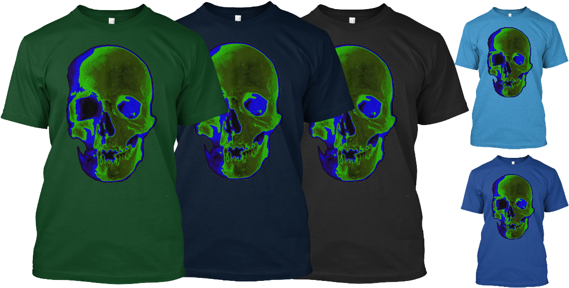 Download Green Blue Skull Tshirt - Halloween Skull Psychedelic Retro Rectangle Magnet - Full ...