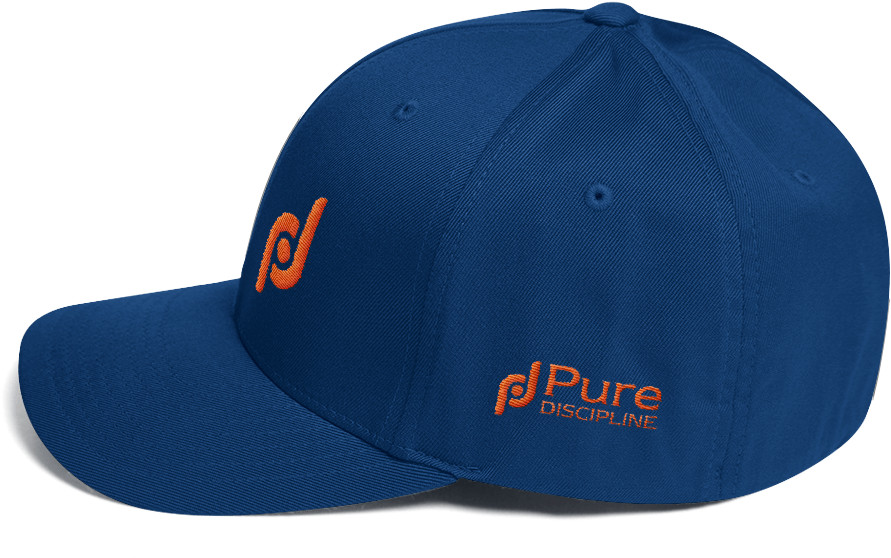 Download Flex Fit Blue Structured Twill Cap Orange Logo Named ...