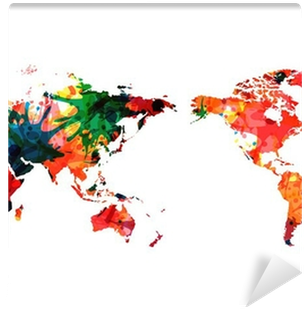 Download World Map Color And Compass Of Vector Wall Mural • - World Map ...
