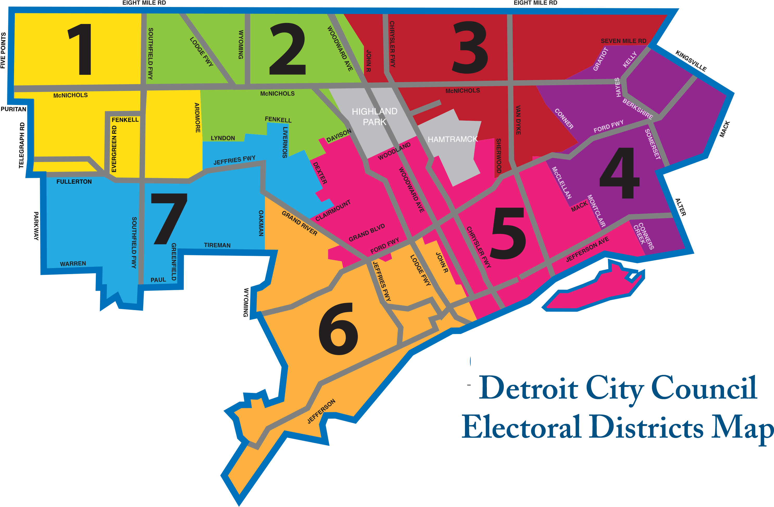 Download Detroit Council District Map - Detroit District Map - Full ...