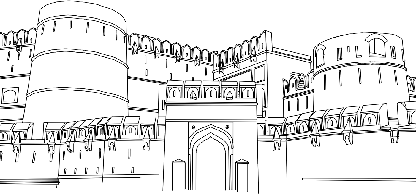 Download Transparent Agra Fort Line Drawing - Red Fort Outline Drawing ...