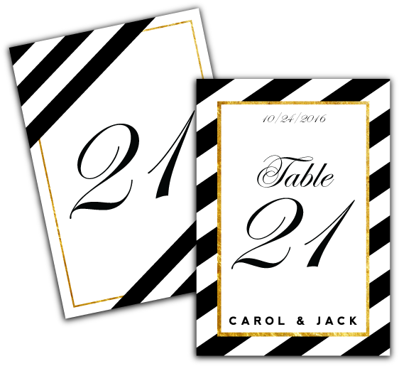Download Black Stripe With Gold Accent Wedding Table Numbers - Number ...