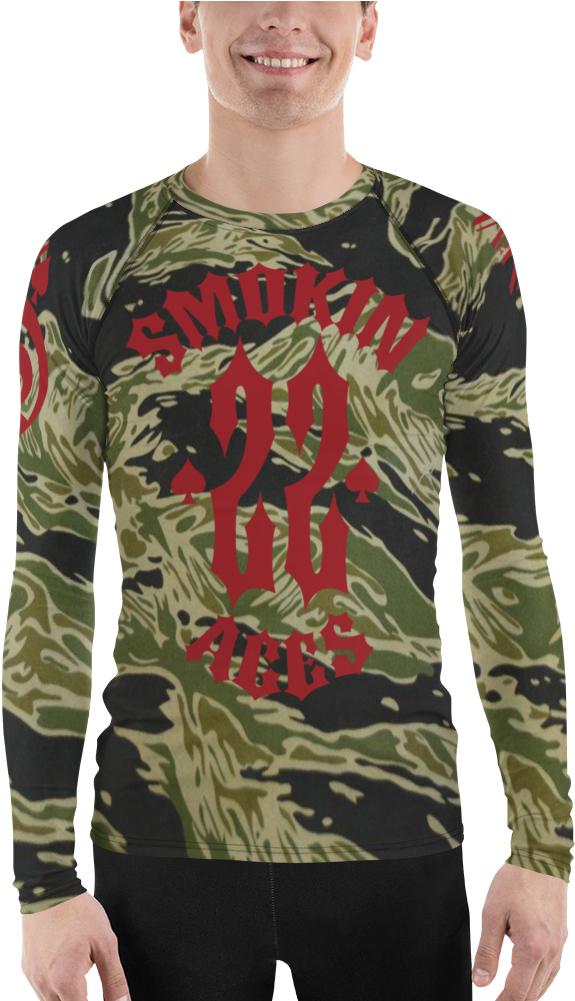 Download 22 Smokin Aces Tiger Stripe Camo Men's Rash Guard - Rash Guard ...