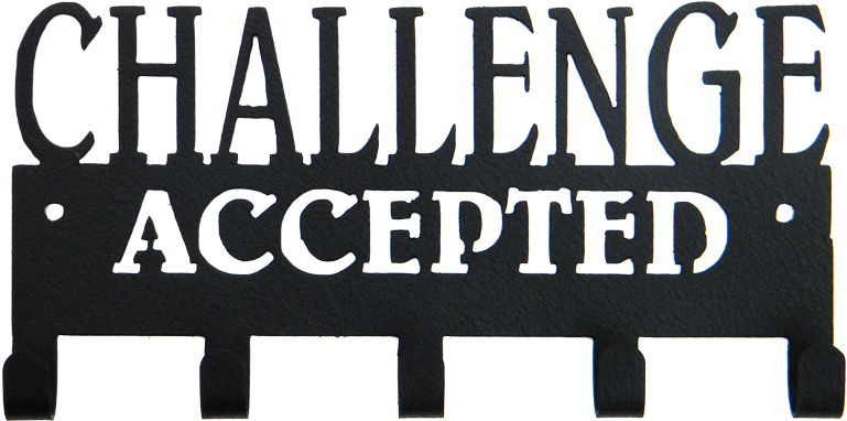 Download Challenge Accepted Quote 5 Hook Black Medal Display - Black ...