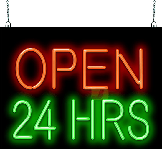 Download Transparent Open 24 Hours Neon Sign - PNGkit