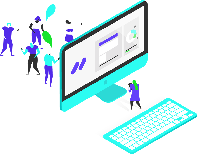 Download Illustration Of People Around Computer - Illustration - Full ...