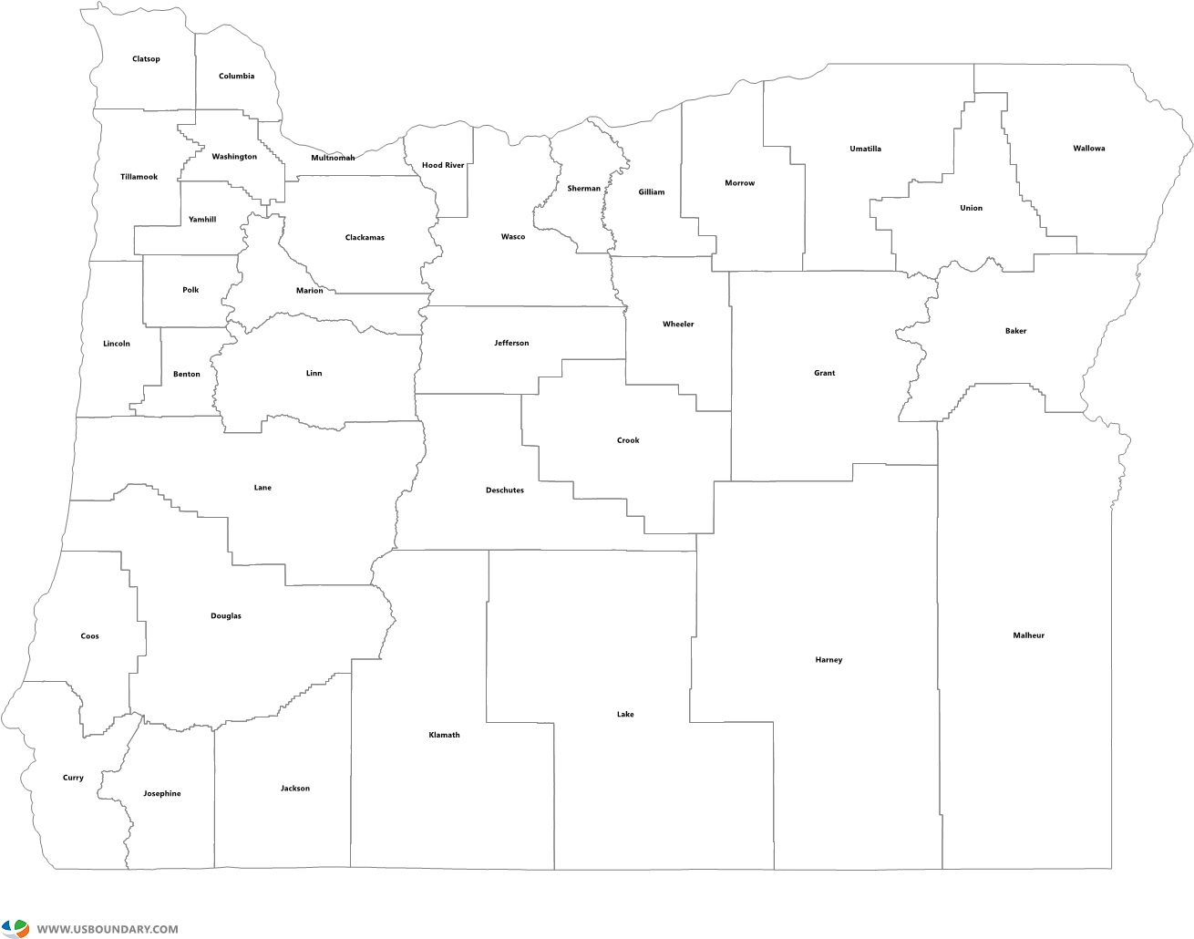 Download Oregon Counties Outline Map - Diagram - Full Size PNG Image ...