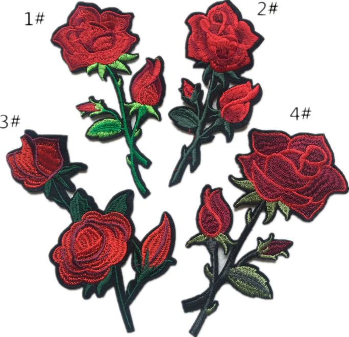 Download Embroidery Patches For Clothing Red Rose Flowers Patch ...