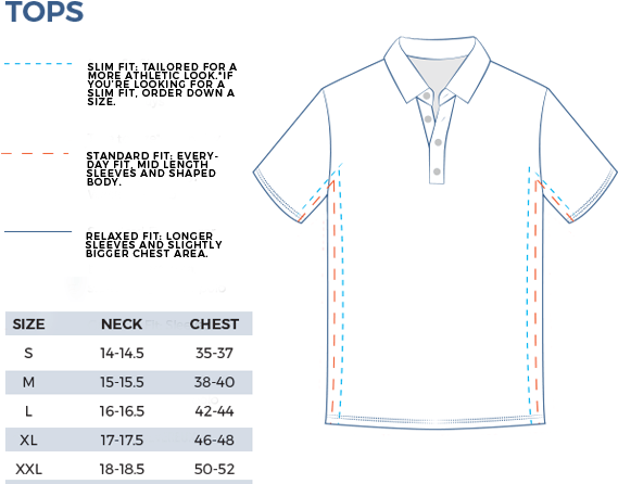 Download Tops Sizing Chart - Active Shirt - Full Size PNG Image - PNGkit