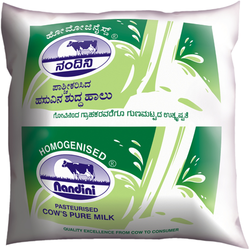 Download Homogenised Cow's Pure Milk - Nandini Milk Packet - Full Size ...