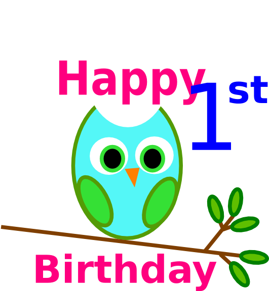 Download Blue Green Owl 1st Birthday Clip Art - Solve For Happy - Full ...