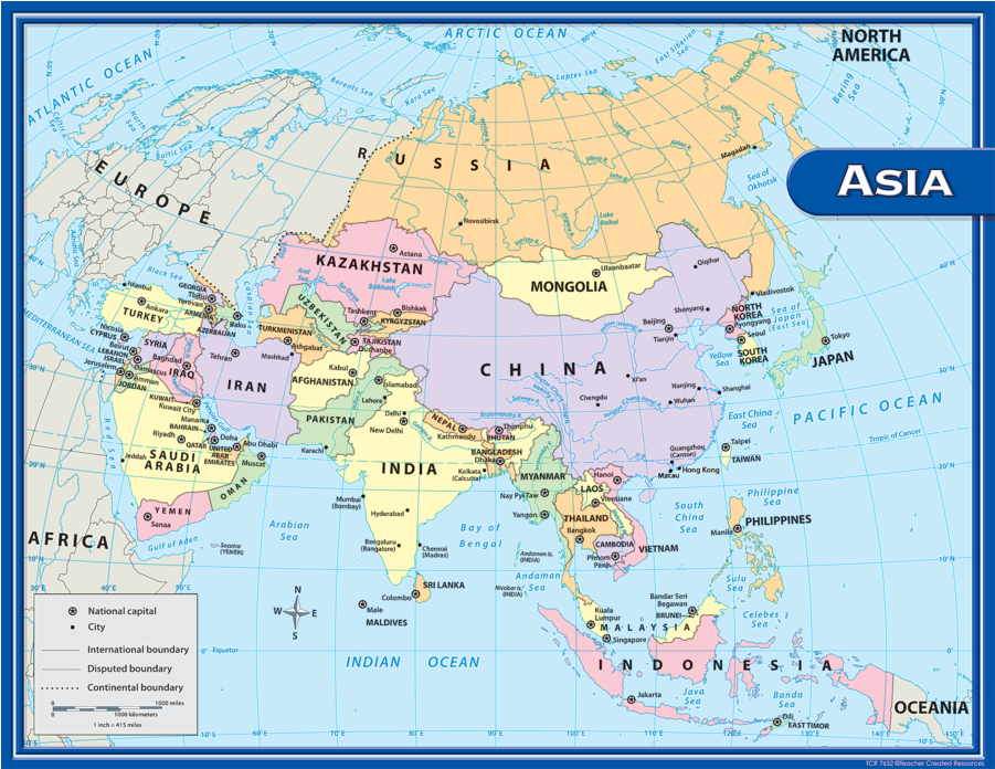 Download Tcr7652 Asia Map Chart Image - Teacher Created Resources Asia ...