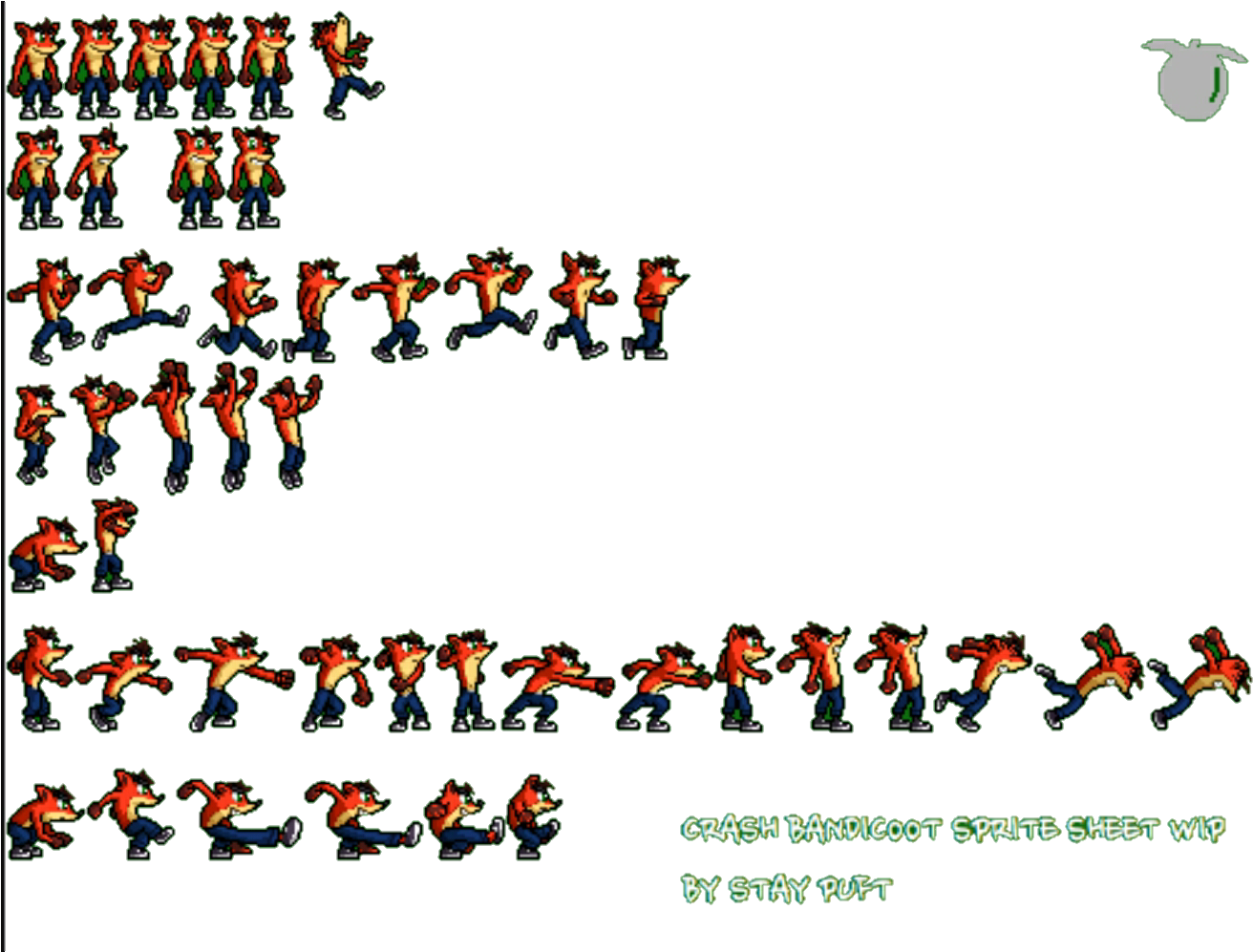 Download Crash Bandicoot Sprite Sheet - Full Size PNG Image - PNGkit