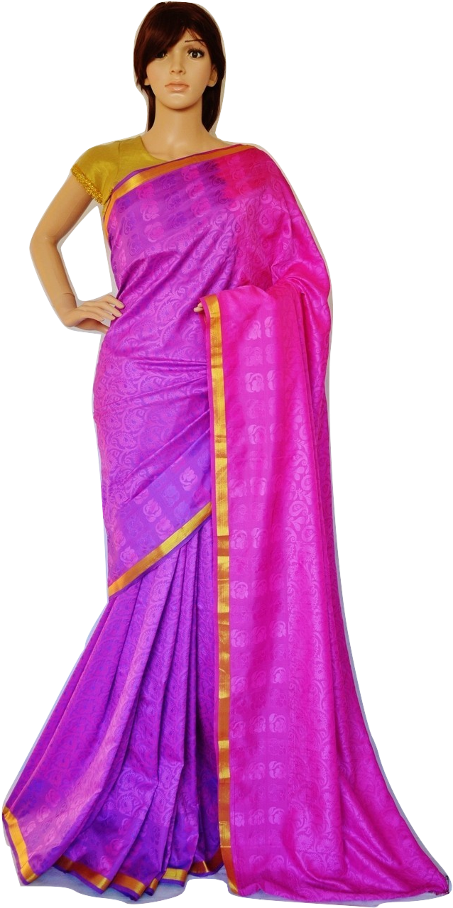 Download Pink,purple & Gold Colour Kanchipuram Silk Saree - Sari - Full ...