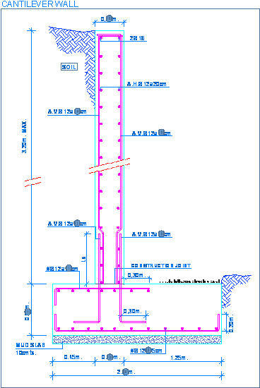 Download 28 Collection Of Toe Wall Drawing - Rc Retaining Wall Detail ...