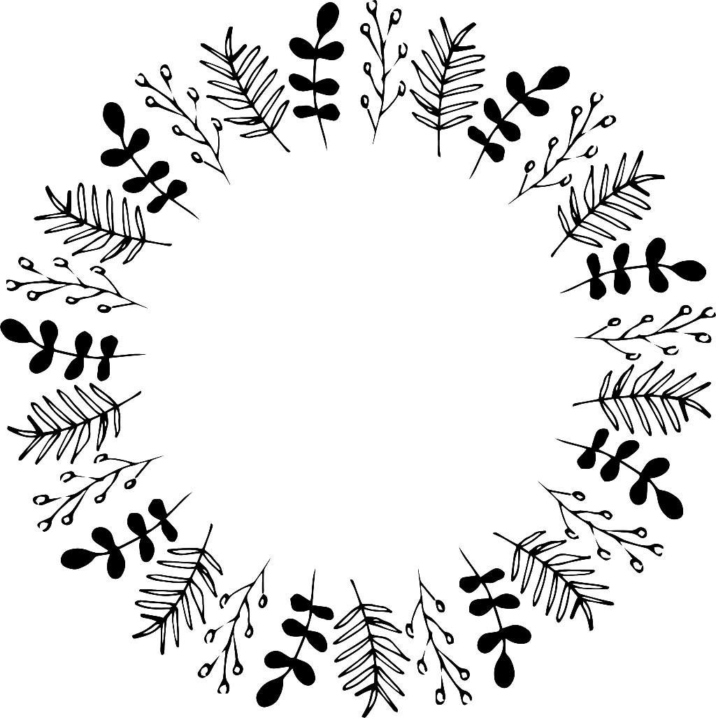 Download Hand Painted Wreath Free Black And White Wreath - Black - Full ...