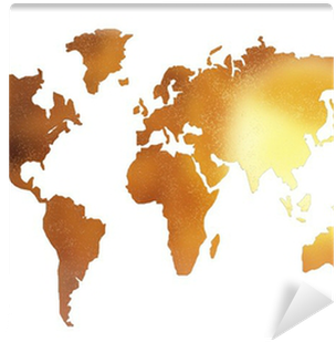 Download Golden World Map Silhouette Isolated On White Wall - World Map ...