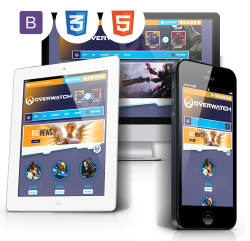 Download Overwatch Game Template Responsive - Css3 - Full Size PNG Image - PNGkit