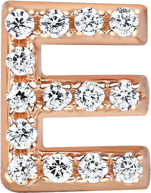 Download Letter E Locket Charm With White Crystals In Rose Gold - Rose ...