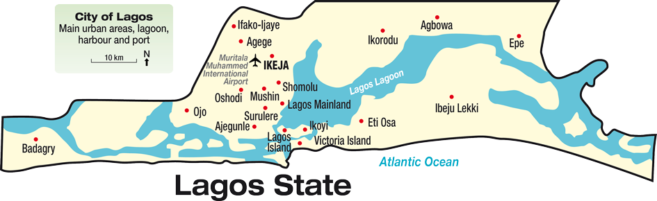 Download Map Of Lagos State, Southwest Of Nigeria - Lagos State Map ...