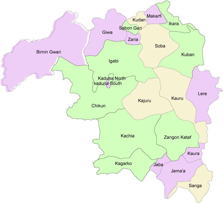 Download Map - Kaduna State Local Government Areas - Full Size PNG ...