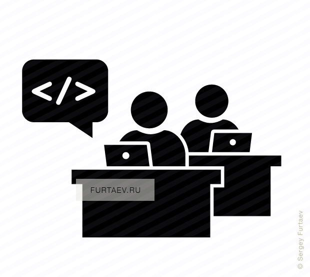 Download Vector Icon Of Two Men Working On Laptops At Tables - Software ...