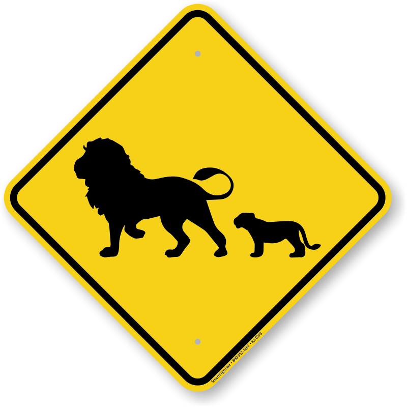 Download Lion With Cub Crossing Sign - Lion Silhouette Png - Full Size ...