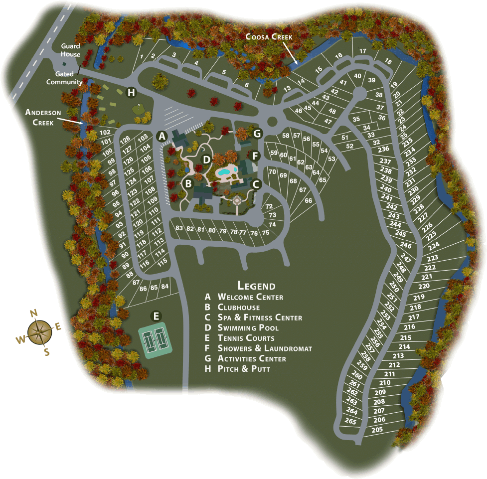 Download Crossing Creeks Site Map - Crossing Creeks Rv Resort & Spa ...
