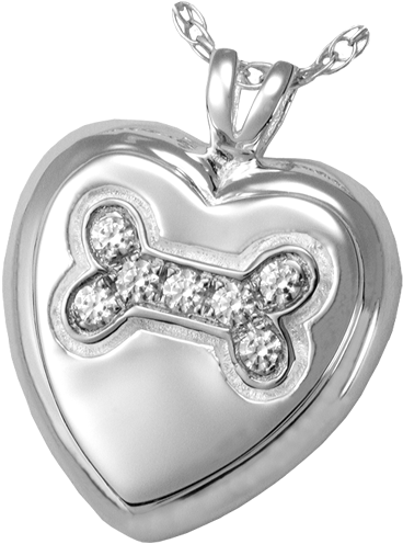Download Silver Dog Bone Silver Heart With Stones Pet Jewelry ...