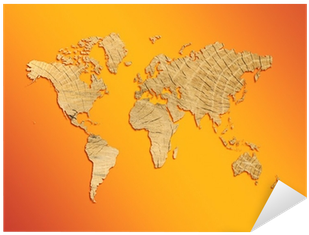 Download World Map From Texture Of A Tree On An Orange Background ...