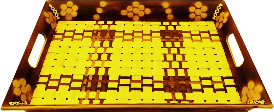 Download Special Bamboo Jaali Tray In Brown And Yellow - Yellow - Full ...