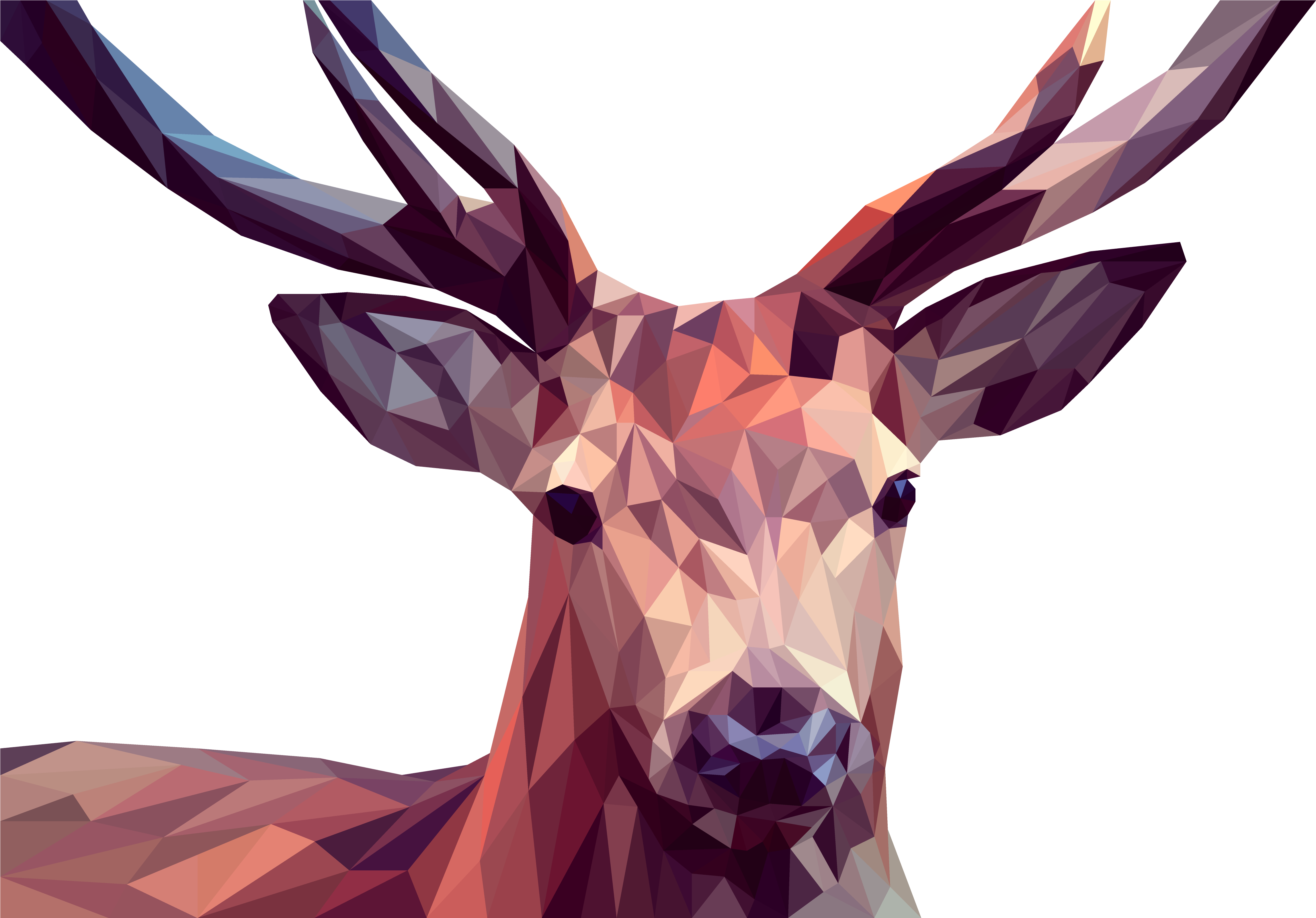 Download Low Poly Portraits Of Animals - Low Poly Deer - Full Size PNG ...