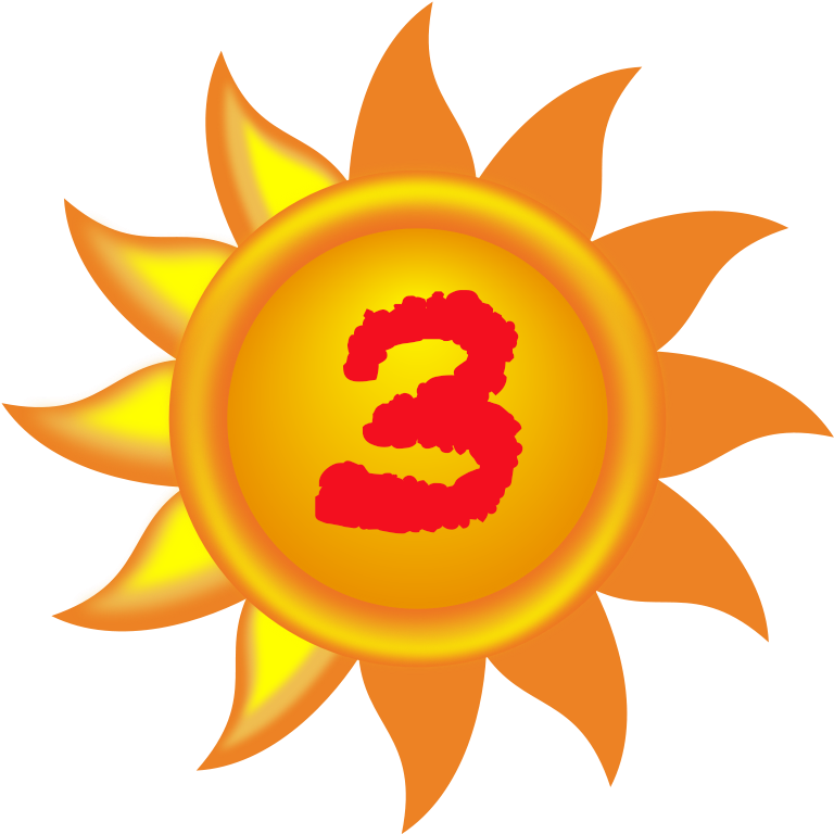 Download Shining Sun With The Number 3 On It - Sun Clipart - Full Size ...