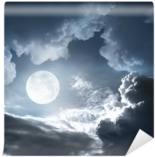 Download Night Sky With Moon And Clouds Wall Mural • Pixers® - Cloud ...