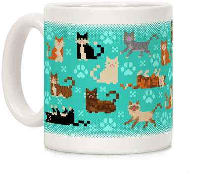 Download Cute Pixel Kitty Cats Coffee Mug - Cat - Full Size PNG Image ...