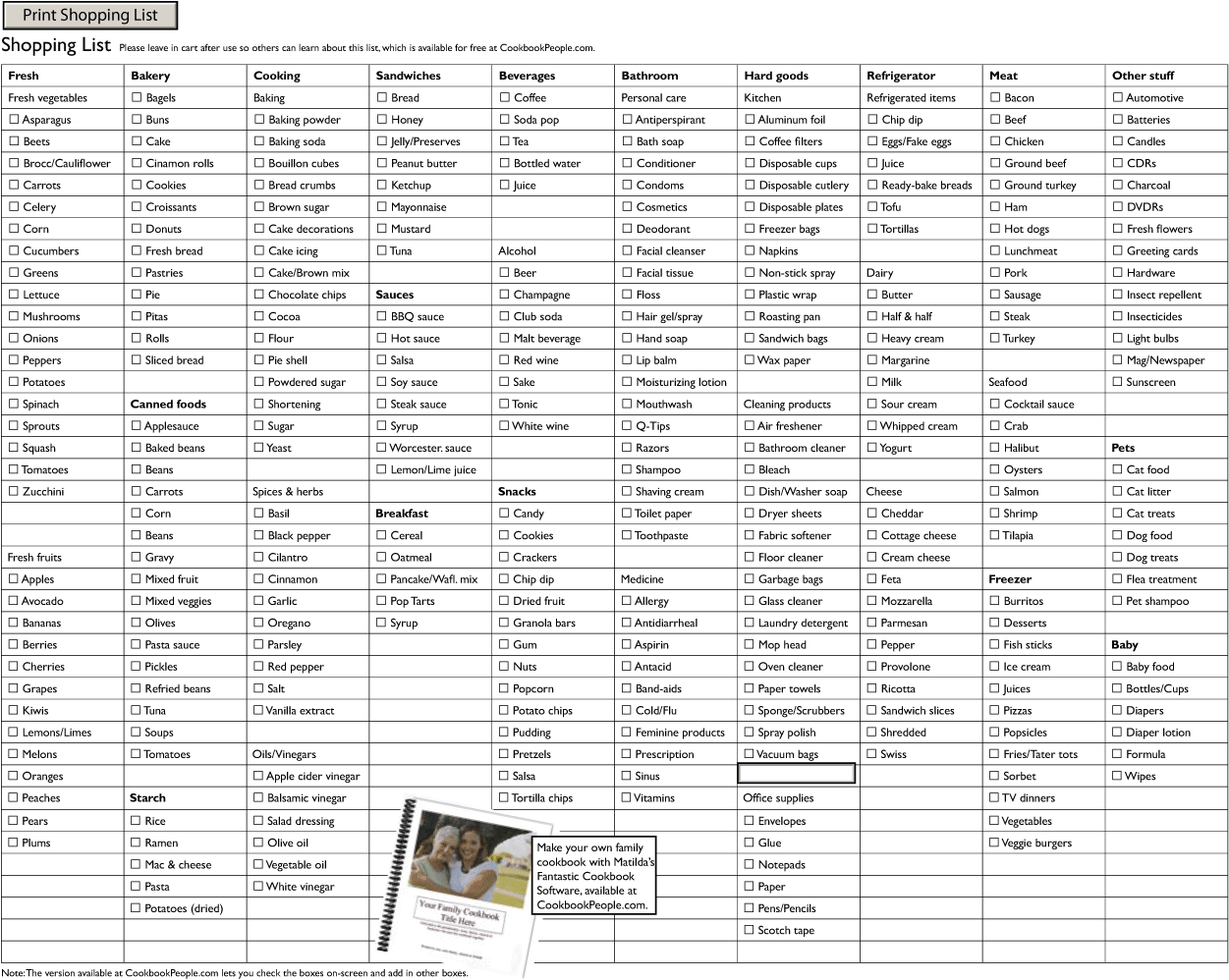 Download Christmas Food Shopping List Template Uk Full Size PNG Image