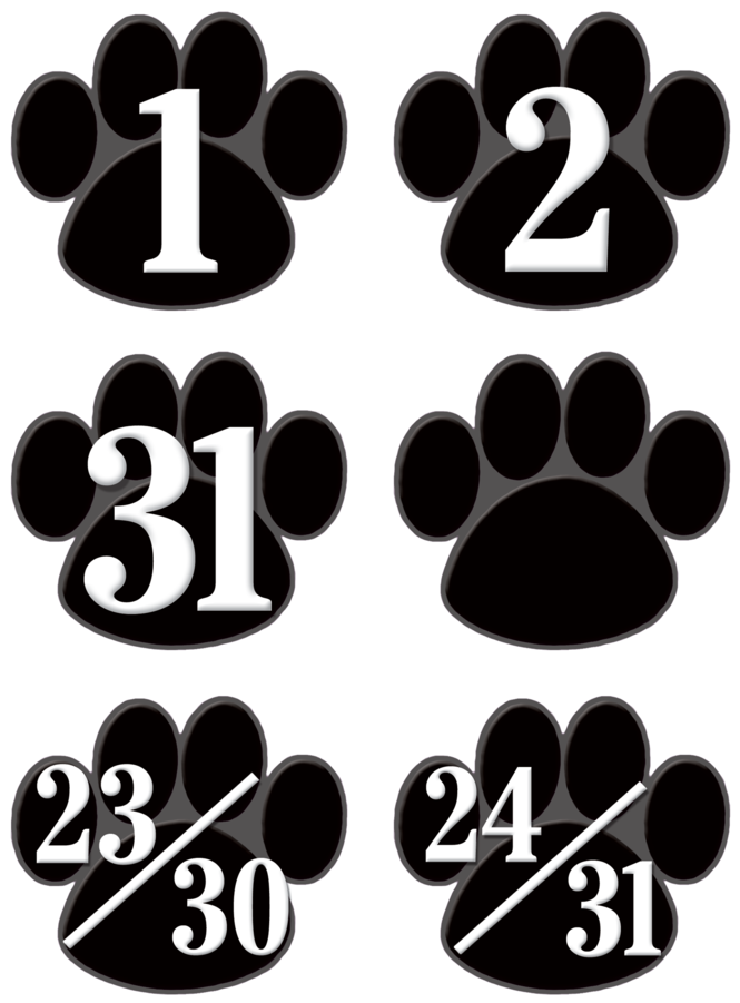 Download Tcr5232 Black Paw Prints Calendar Days Image - Paw Print ...